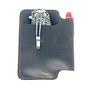 COLEAT Genuine Leather Multitool Belt Sheath Organizer, EDC Belt Pouch for Men, Belt Holder Mini Leather Pocket Organizer Slip, Flashlight Holder, Pen Holder, Knives Sheath Holster Dark Brown
