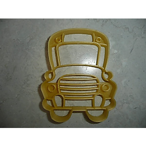 SCHOOL BUS FRONT VIEW CARTOON STYLE DETAILED COOKIE CUTTER MADE IN USA PR4959