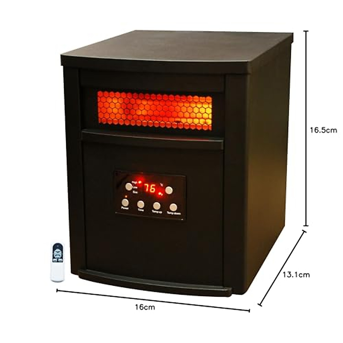 LifeSmart LifePro 1500W Portable Electric Infrared Quartz Indoor Space Heater with 6 Adjustable Heating Elements and Remote Control, Black