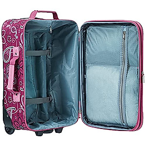 Rockland Fashion Softside Upright Luggage Set, Expandable, Wheel, Telescopic Handle, Pink Bandana, 2-Piece (14/19)
