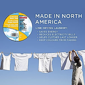 Strata 100 Feet Clothesline Outdoor Heavy Duty Galvanized Wire Steel Cable, Gold PVC Coating - Clothes Line Wires for Outside Laundry Drying