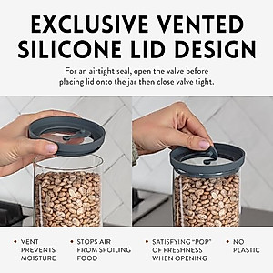 THE HAZEL PANTRY Glass Airtight Food Storage Containers with Silicone and Glass Lids – BPA-Free Jars and Canisters for Pasta Rice Flour, Dry or Wet Foods, Pantry Meal Prep – Set of 5 with Portion Tool