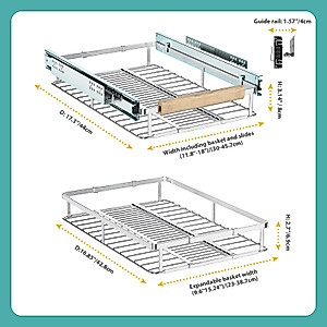 FESDOS Roll-Out Extendable Sliding Basket Pull-Out Cabinet Organizer Slide Out Pantry Shelves Cabinet Shelves for Kitchen, Under Sink, Bathroom, Wardrobe, Opeingning Requied 11.8"-18", Set of 2