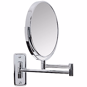 JERDON 8-Inch Two-Sided Swivel Wall Mount Mirror - Makeup Mirror with 8X Magnification & 13.5 inch Wall Extension - Chrome Finish - Model JP7808C