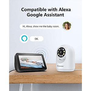 Jennov 2K Pan/Tilt Indoor Cameras for Home Security - 2.4 GHz Pet Dog Camera with Phone App, WiFi Baby Camera Monitor, Color Night Vision, Motion Detection, Auto Tracking, Compatible with Alexa