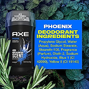 AXE Phoenix Deodorant 48H Odor Protection Crushed Mint & Rosemary Aluminum Free Deodorant for Men 3 Ounce (Pack of 4)