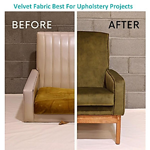 Velvet Fabric by The Yard for Upholstery Projects(Black,2 Yard)