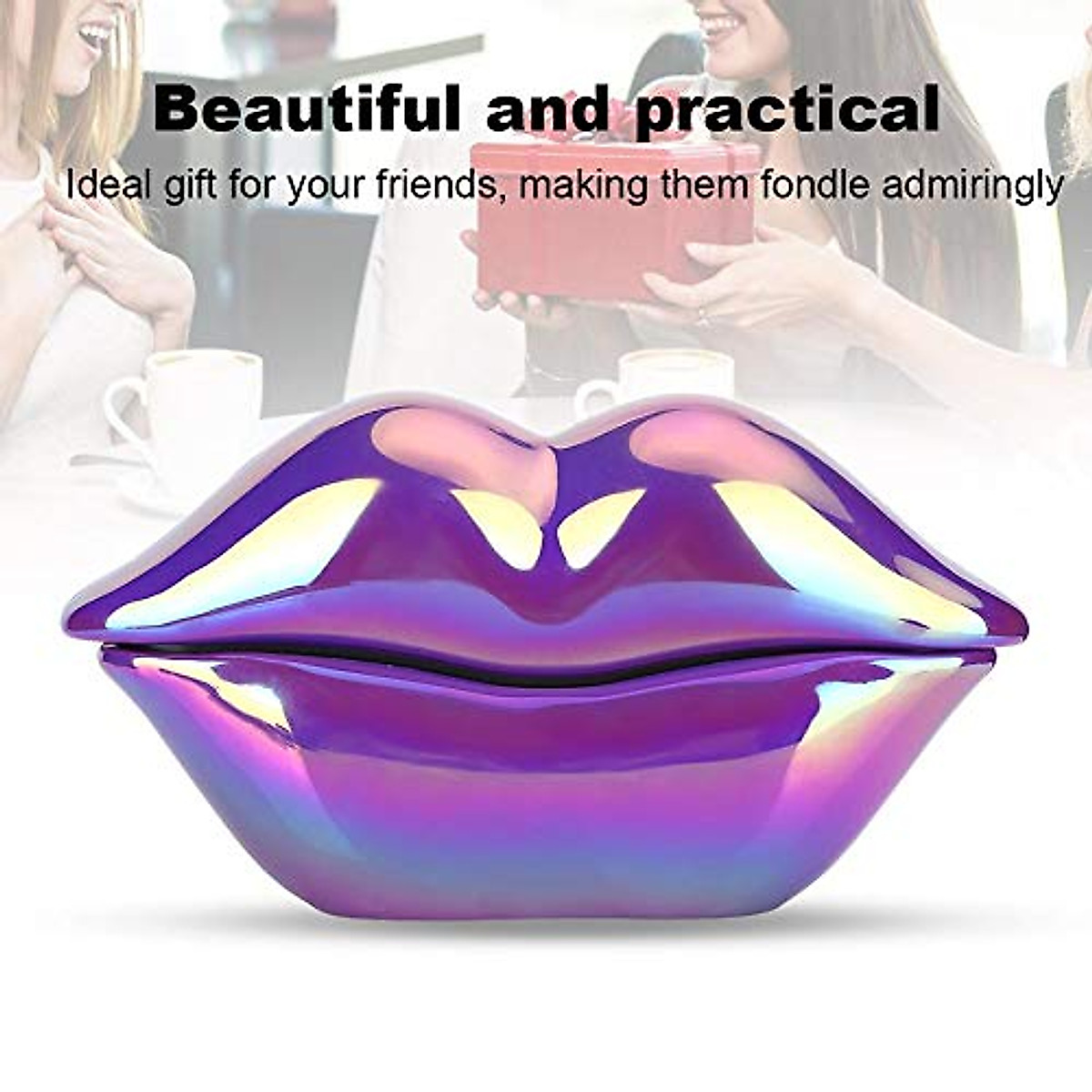 Lips Design Landline Telephone, Clear Sound Support Number Storage Electroplate Desktop Wired Phone, Mouth Lip Shape Telephone for Home Hotel Office Decor, Novelty Gift