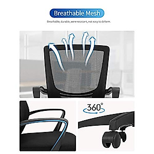 Home Office Chair Ergonomic Desk Chair Mesh Computer Chair Lumbar Support Modern Executive Adjustable Rolling Swivel Chair Comfortable Mid Black Task Chair, Black