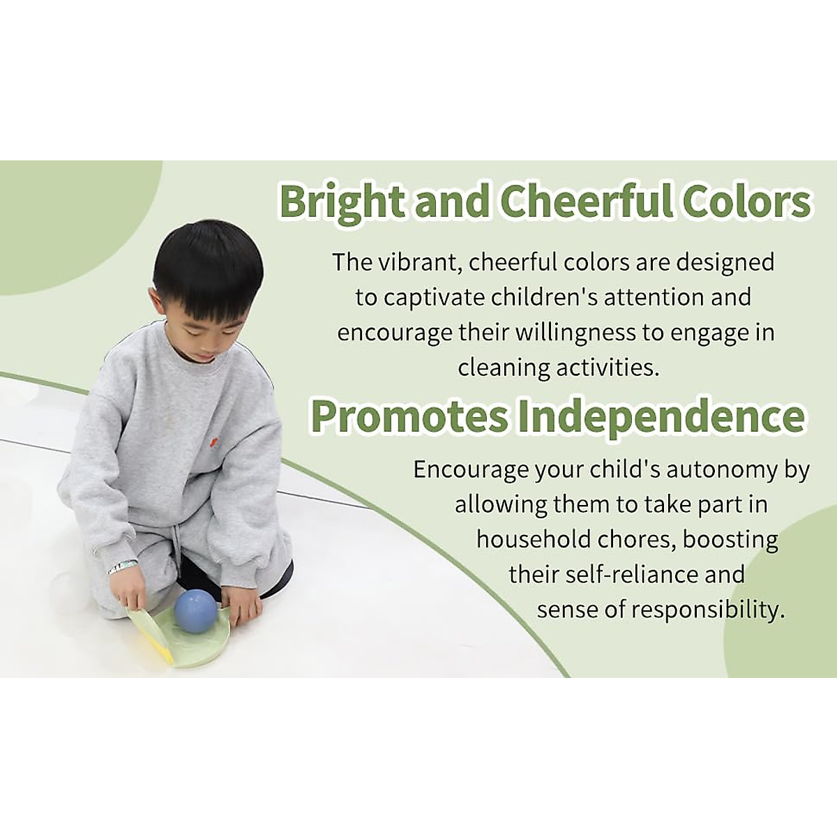 Midoneat Kids Cleaning Toy Set, Mini Child Broom, Mop and Dustpan, Little Housekeeping Helper Set,Pretend Home Cleaning Play Set for Toddler Age 1-5,6pcs (Green)