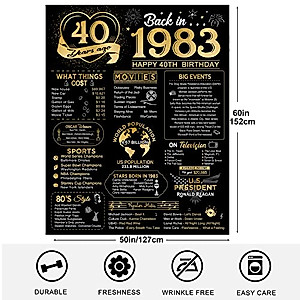 40th Birthday Decorations for Women Men,Happy 40th Birthday Gifts for Men Women,40th Birthday Gift Ideas,Great Birthday Gifts for 40 Year Old Husband Wife Dad Mom,Back in 1983 Throw Blanket 60x50 Inch