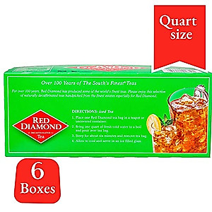 Red Diamond Iced Tea Bags, Decaffeinated, Family Size Tea Bags, Delicious And Freshly Brewed Taste, Special Premium Blend, 24 Count (Pack of 6)