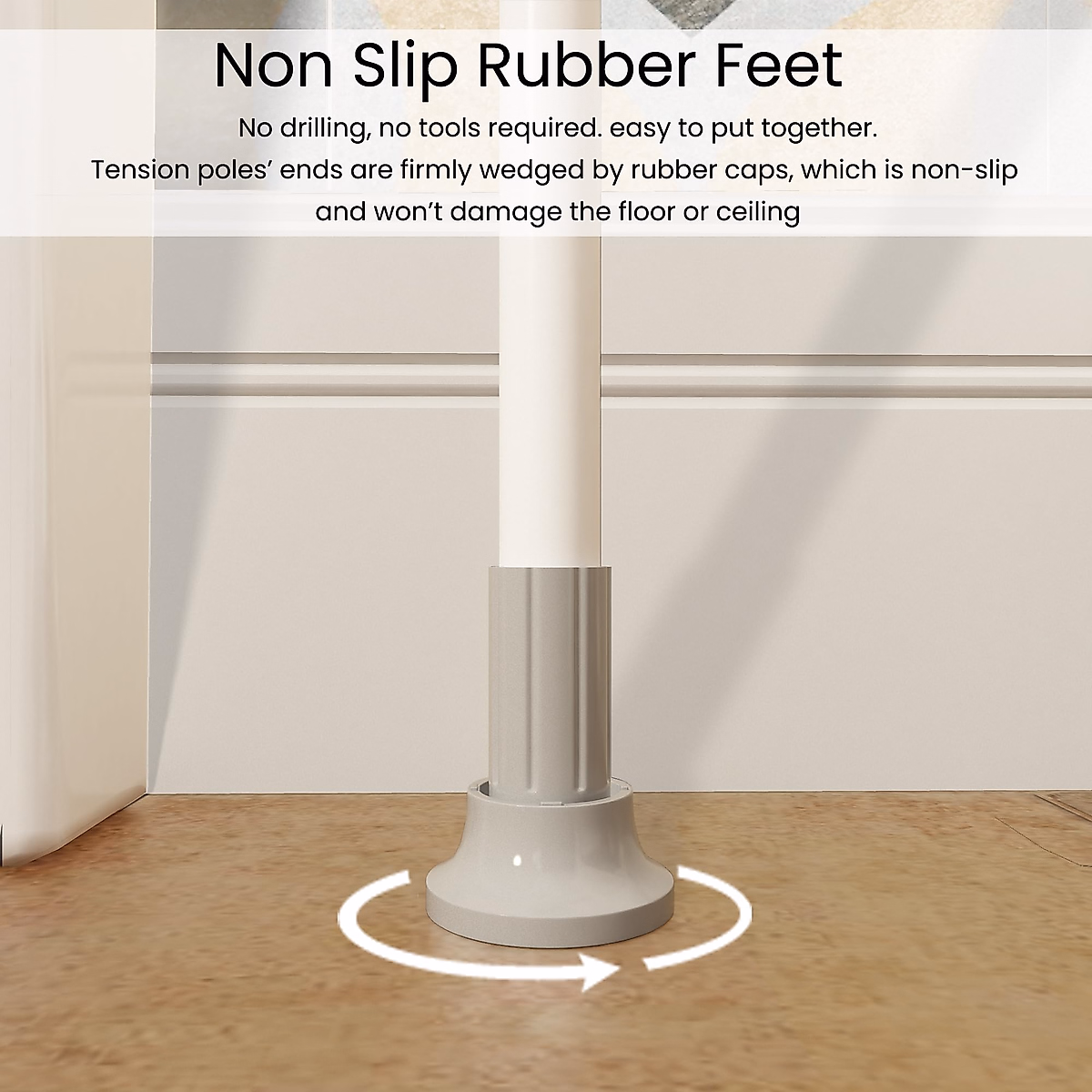 DYN Ptah 4-Tier Over Toilet Bathroom Organizer Floor to Ceiling, Over The Toilet Storage Rack with Tension Poles/Shelves, Adjustable Height, Width and Position, Metal Grey