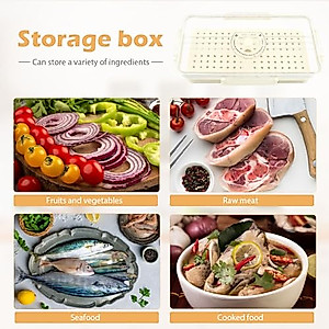 Bacon Container for Refrigerator with 1 Small Square Storage Box and 1 Food Serving Tongs, Bacon Holder for Refrigerator with Drain Plate, Deli Meat Keeper with Airtight Lid