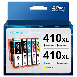 410XL Ink Cartridges 5 Pack, Remanufactured 410 Ink Cartridge Replacement for Epson 410XL 410 XL T410 Ink Cartridge Combo Pack Compatible with XP-830 XP-640 XP-7100 XP-630 XP-530 XP-635 Printer Ink