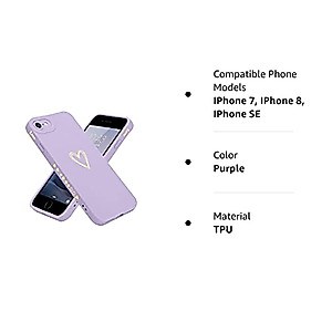 Teageo for iPhone SE 2022/ 2020, iPhone 7/ 8 Case for Women Girls, Cute Luxury Heart [Soft Anti-Scratch Full Camera Lens Protective Cover] Silicone Girly Shockproof Phone Case-Purple