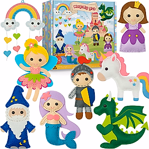 Craftorama Sewing Kit for Kids, Fun and Educational Fairytale Craft Set for Boys and Girls Age 7-12, Sew Your Own Felt Animals Craft Kit for Beginners, 165 Piece Set