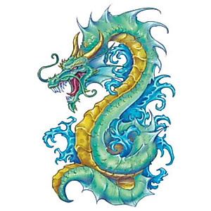 Fantasy Dragons Temporary Tattoos, Set of 10 Colorful Dragon Tattoos