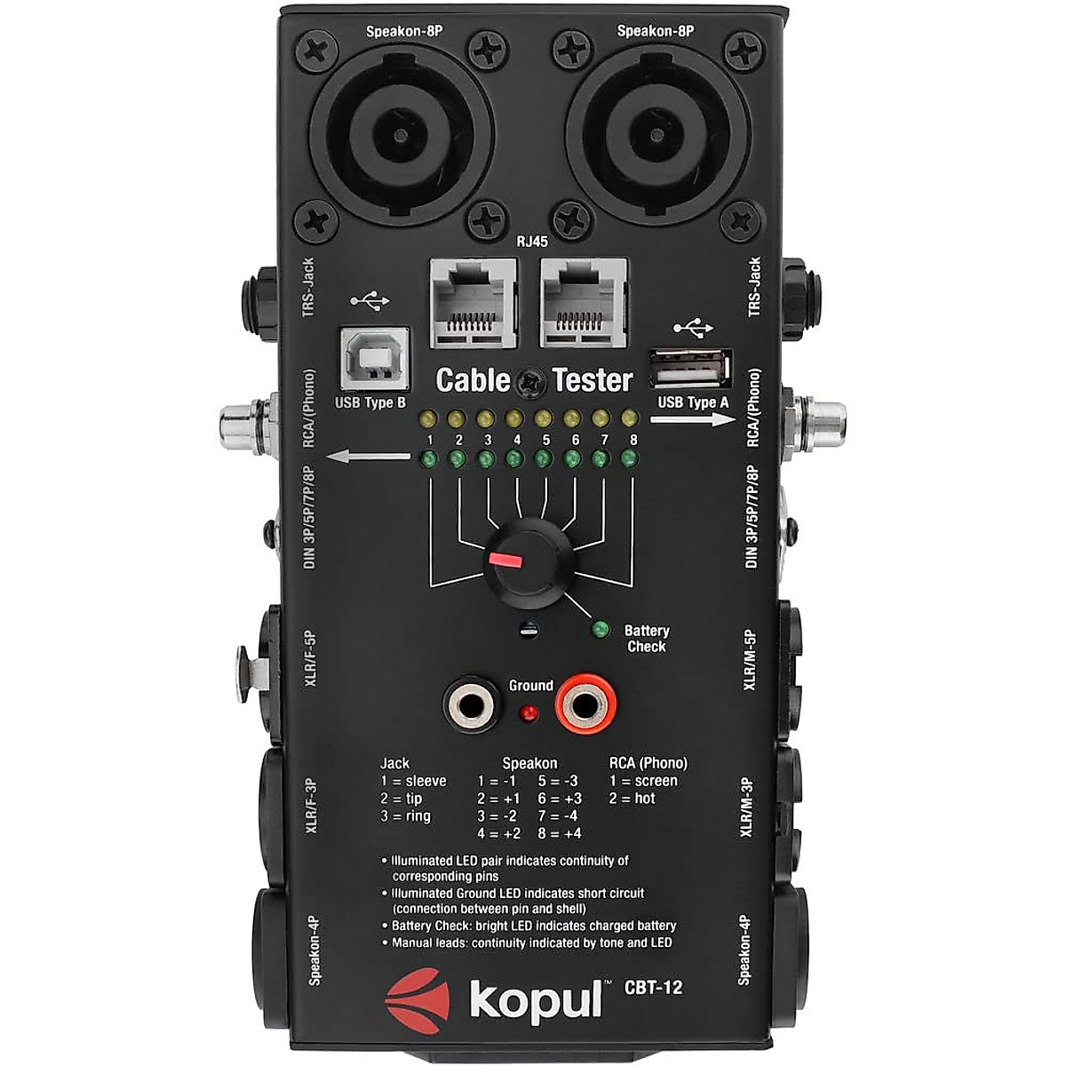 Crown Audio XLi 2500 Two-Channel Stereo Power Amplifier Bundle with Kopul CBT-12-12-in-1 Cable Tester, and XLR-XLR Cable