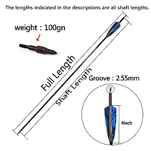 340-Spine Arrow 32-Inch Arrow Target Practice Arrow Hunting Arrow Carbon Arrows Compound Bow Recurve Bow Adult Youth Archery Indoor Outdoor Shooting Bullet Field Tip 18pc Style2