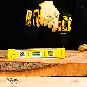 B BOSI TOOLS 9 Inch Magnetic Torpedo Level, Magnetic Box Level 45°/90°/180° Bubbles, Small Level Tool for Measuring