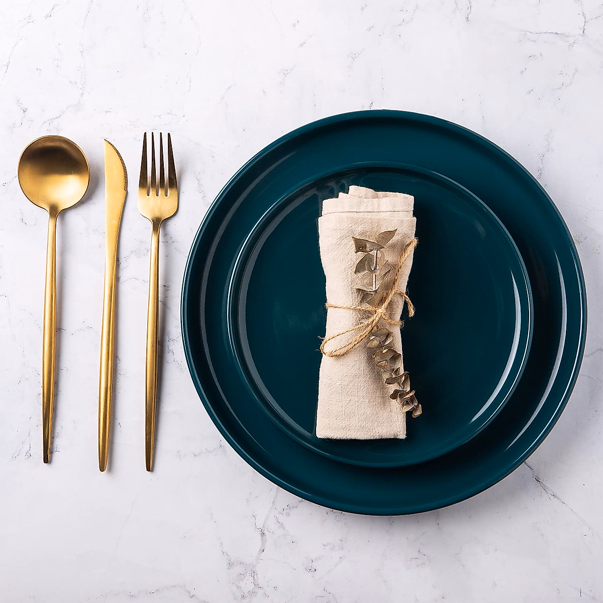 AmorArc Ceramic Plates Set of 6, 8.0 Inch Round Stoneware Salad Plates Use for Dessert, Salad, Appetizer etc,Microwave and Dishwasher Safe, Scratch Resistant Small Deep Dinner Plates-Green