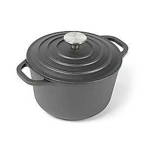 HAWOK Prea-seasoned Cast Iron Dutch Oven with Lid, 1.5 Quart Deep Round Dutch Oven with Dual Handles, Black