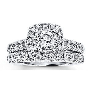 Bridal Set 1-5/8 CT TW Round-Cut Moissanite Engagement Ring for Women 18k White Gold Yellow Gold Rose Gold Free Engraving Size 8