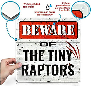 Bigtime Signs Tiny Raptors Chicken Decor 12" x12''- Christmas Chicken Yard Decorations Chicken Toys | Chicken Coop Accessories for Chicken Feeder-Chicken Gifts for Chicken Lovers | PVC, 12x12''