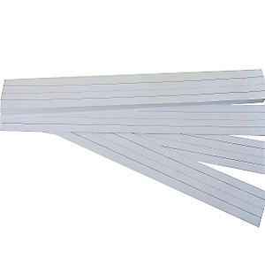 Reskid Ruled Sentence Strips, Thick Paper - 80lb Cardstock 3 x 24 Inches, White, Pack of 100 - Ideal for Classrooms, Offices, or Homes (100)