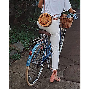 YYIHER Straw Bags for Women,Round Rattan Bag Summer Purses for Women Crossbody purse Handmade Wicker Woven Purse Woman Beach Bag Shoulder Natural Chic