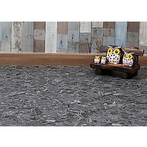 ROSEROSA Peel and Stick Engineered PVC Tiles Marble Granite Pattern Durable Vinyl Flooring (ECK-303 : Square 4 Tiles)