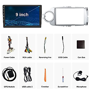 Car Radio Stereo Android 11 for Toyota Yaris 2011 2012 2013 2014 9 inch Touch Screen with Apple CarPlay Andriod Auto and WiFi GPS Navigation DSP Bluetooth