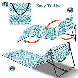 BenefitUSA Outdoor Portable Lounge Chair Beach Reclining Lounger Chair Ground Mat Beach Pool (Stripe)