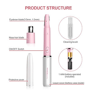 TOUCHBeauty Hair Trimmer for Face Eyebrow Nose Ear Body Hair Trimming, All in ONE Hair Remover for Women & Men Dual Blades Shaver Battery Powered Upgraded Version