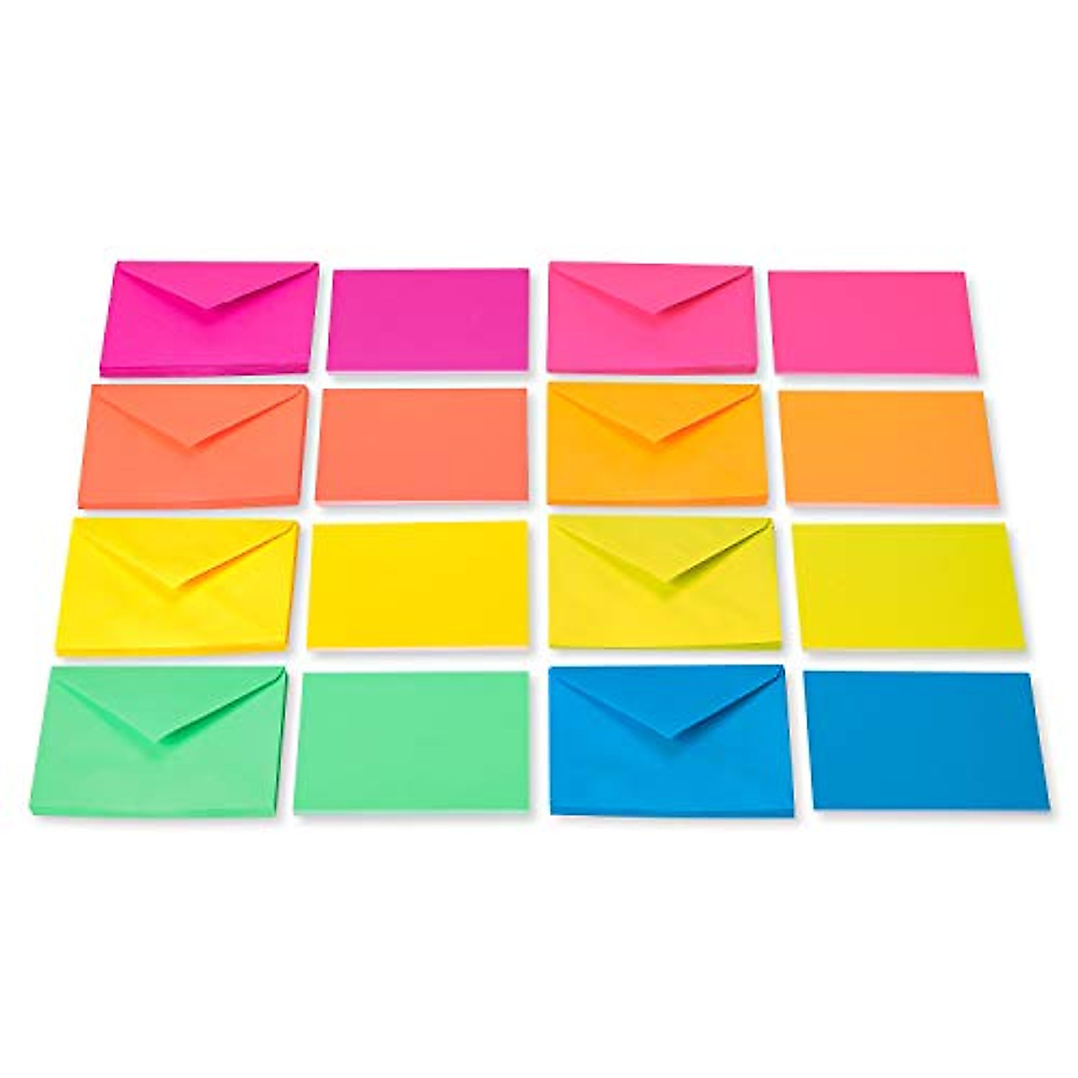 American Greetings Single Panel Blank Cards with Envelopes, Neon Rainbow Colors (100-Count)