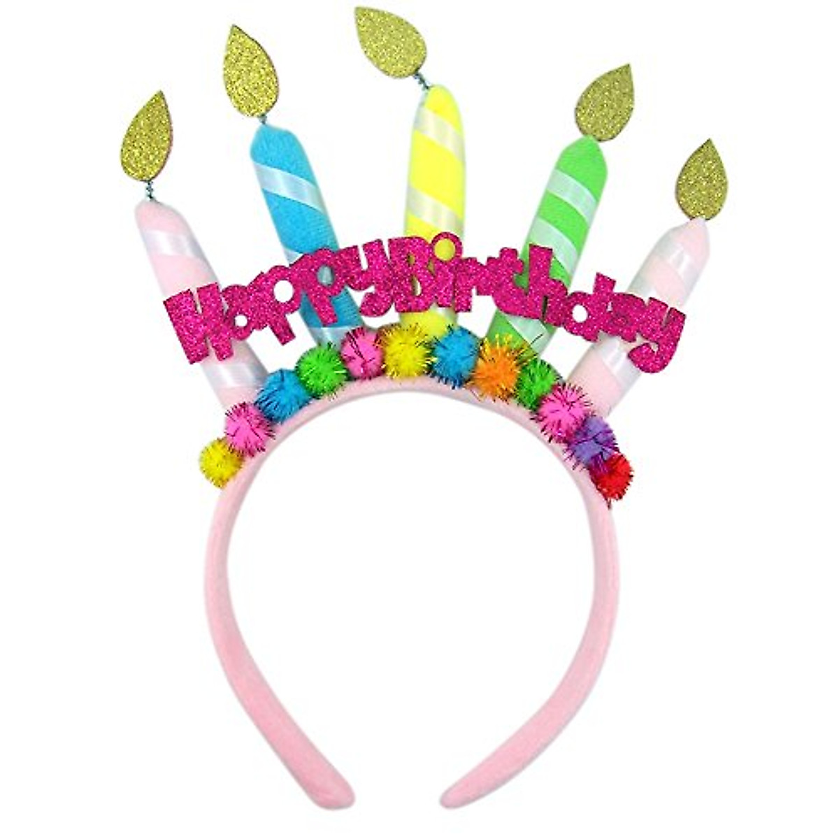 Happy Birthday Banner Headband with Candles Party Accessory