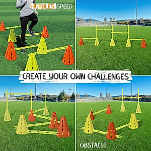 YES4ALL Agility Cones Hurdle Set 4 Green Cones + 4 Orange Cones + 4 Green Bars