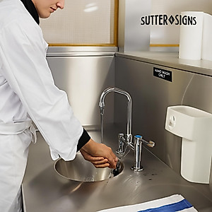 Hand Wash Only Sticker Signs | Workplace Hygiene Reminder for Restaurants, Commercial Kitchens, Hospitals, Clinics, and Medical Facilities (Pack of 2)