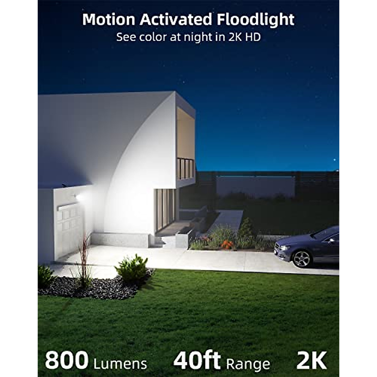 MUBVIEW Solar Security Cameras Wireless Outdoor Floodlight, 2K Outdoor Camera Wireless, Home Security Camera Outdoor, 800 Lumens Light/Siren/14000 Battery/2.4G WiFi/2-Way Talk/IP67/SD/Cloud