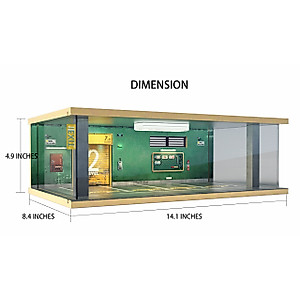Display Case for 1/32 or 1/36 Diecast Cars, Acrylic Display Case for Toy Motorcyle with LED Lighting, 4P Green Wall