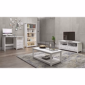 Solid Pine Wood Bookcase Shelf (White) (BC003)