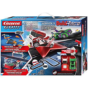 Carrera GO!!! Build 'N Race Electric Powered Slot Car Racing Kids Toy Building Blocks Race Track Set 1:43 Scale, Racing Set 6.9