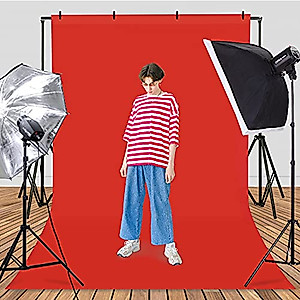 TRLYC Red Background Backdrop - 8.5x10FT Backdrop Background for Photography Red Photo Booth Backdrop for Photoshoot Photography Background Screen Video Recording Parties Curtain,4 x Backdrop Clips