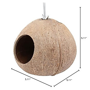 POPETPOP 1Pc Handmade Bird Nest Creative Coconut Shell Bird House Garden Decoration-Pet Supplies