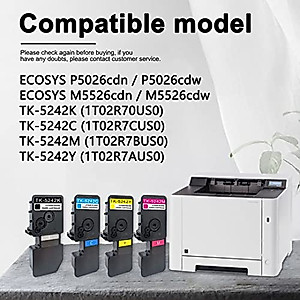 4 Pack TK-5242 P5026CDW Toner Cartridge Set, LVE Compatible TK5242 Toner Replacement for Kyocera TK-5242K TK-5242C TK-5242M TK-5242Y Toner ECOSYS P5026cdn P5026cdw M5526cdn M5526cdw Printer (K/C/M/Y)
