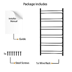 Wallniture Pinot Wine Glass Holder Under Shelf & Cabinet Kitchen Storage Organizer for 24 Wine Glasses 14" Wine Glass Rack Black Metal