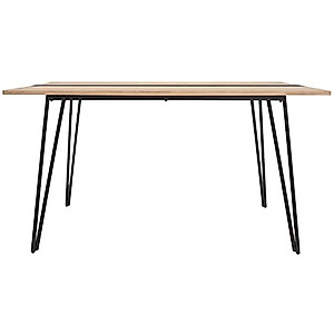 SAFAVIEH Home Collection Alarick Mid-Century Modern Natural/Black Hairpin Leg Dining Table