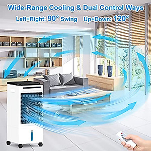 Portable Air Conditioners, 4-IN-1 Air Conditioner Portable for Room with 4 Modes 3 Speeds, 1.32 Gal Water Tank, Portable Ac w/Remote, 7H Timer, 90°Oscillation, Quiet Air Conditioner for Home Office