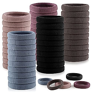 100 Pcs Thick Seamless Hair Ties, Ponytail Holders Hair Accessories No Damage for Thick Hair (Natural Colors)